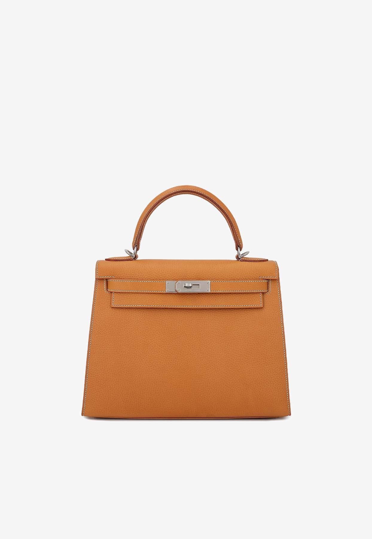 Kelly 28 Sellier in Natural Sable Natural Graine Leather with Palladiu ...